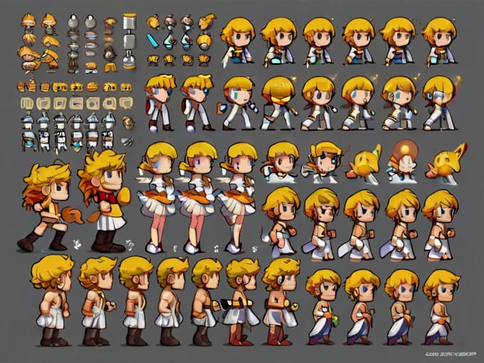 Draw Character Sprite Sheet Pixel Art Game Character Game Asset Concept Art By Hardey7 Fiverr