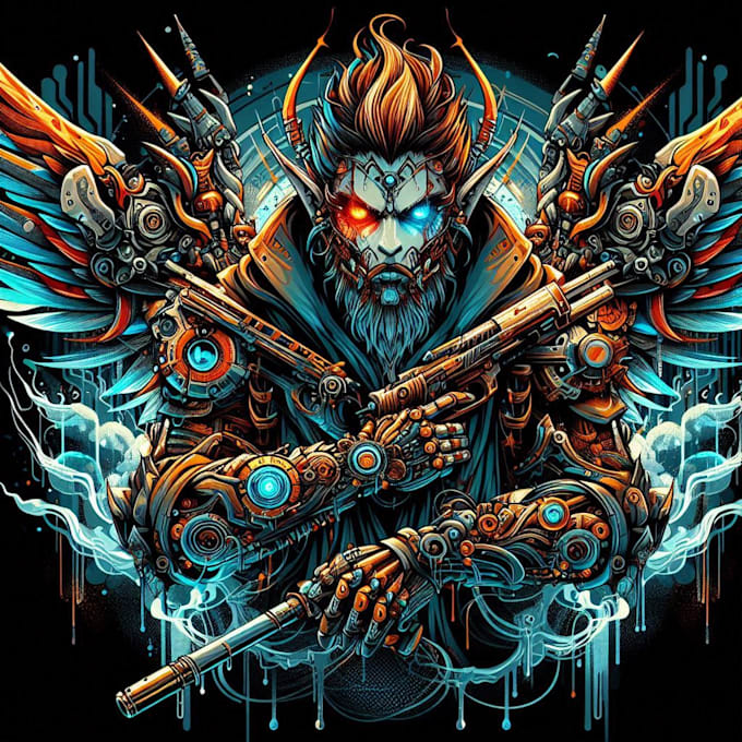 Design cyberpunk and fantasy character splash art by Tinuslder | Fiverr