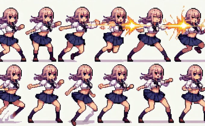 Draw pixel art character sprites, 2d sprite sheet and 8, 16, 32, 64 bit ...