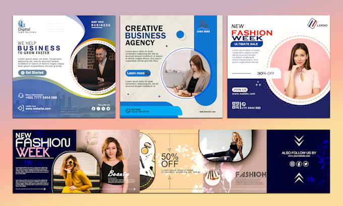 Design modern and branded social media posts for instagram and facebook ...