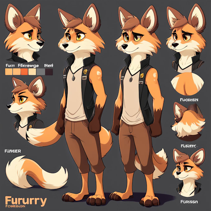 Draw furry reference sheet, fursona, ref sheet, badge, furry character ...