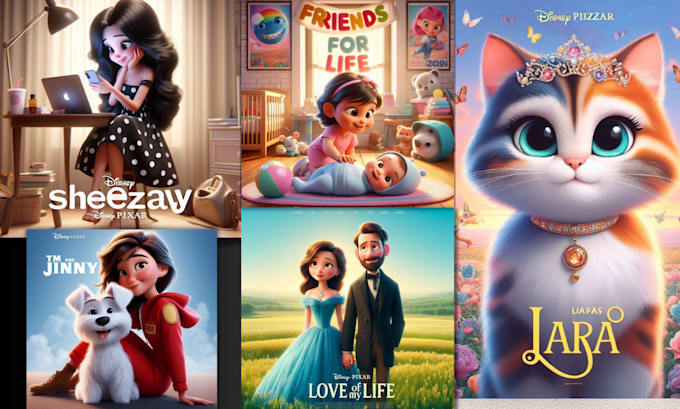 Create customized disney pixar posters using ai by Sheeza_01 | Fiverr