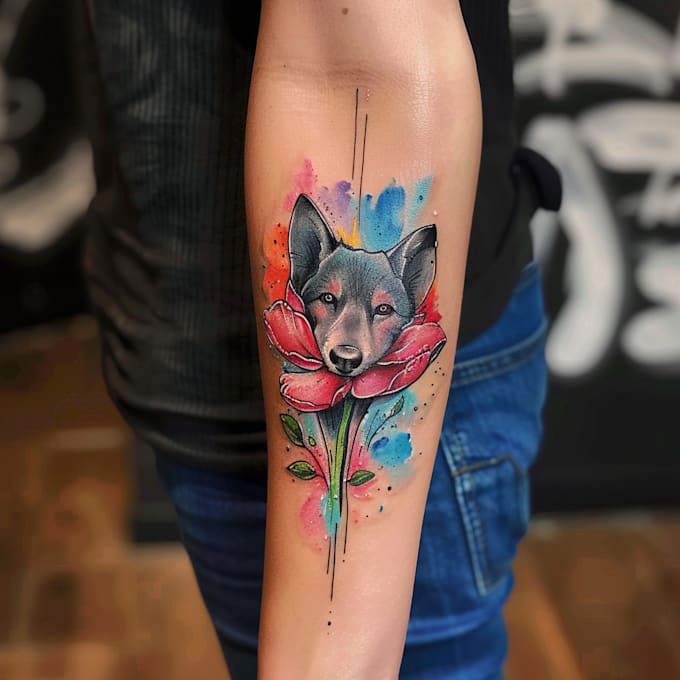 Make custom watercolor modern tattoo design unique by Sugnaeh | Fiverr