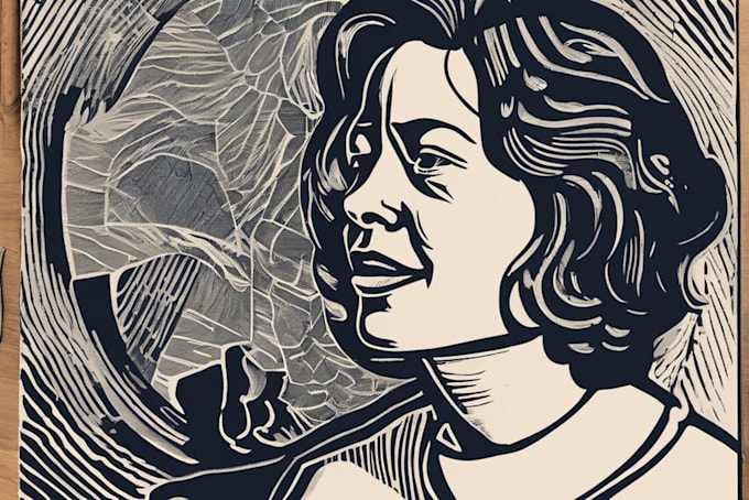 Draw a custom portrait in linocut style by Nassaming | Fiverr