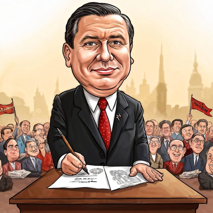 Draw political caricature and cartoon by Azizaekker | Fiverr