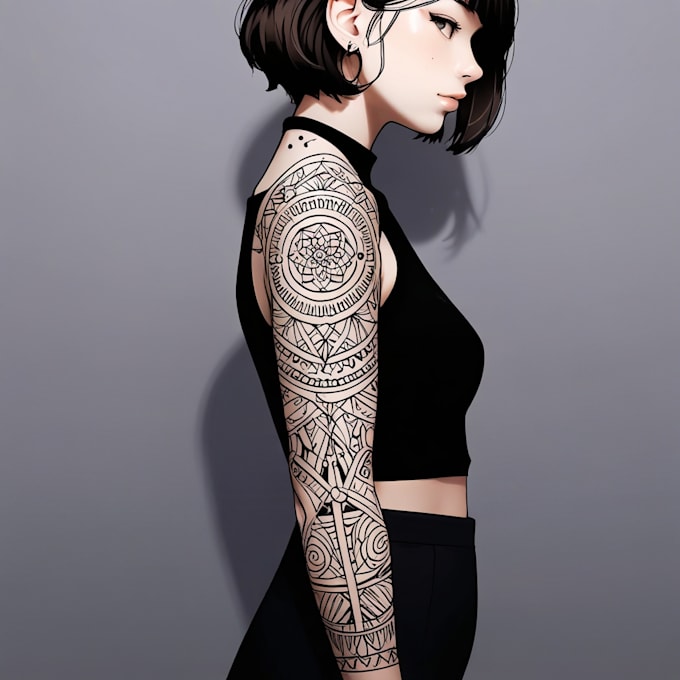 Create sleeve tattoo design in geometric style by Tyndarker | Fiverr