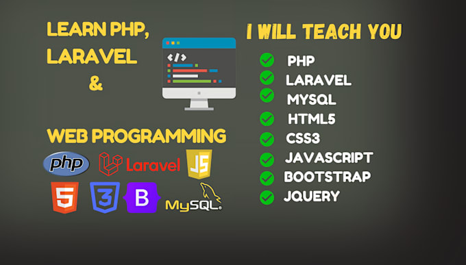 Teach You Php Laravel Javascript Mysql Html Css Jquery Bootstrap By Sajidhussain63 Fiverr
