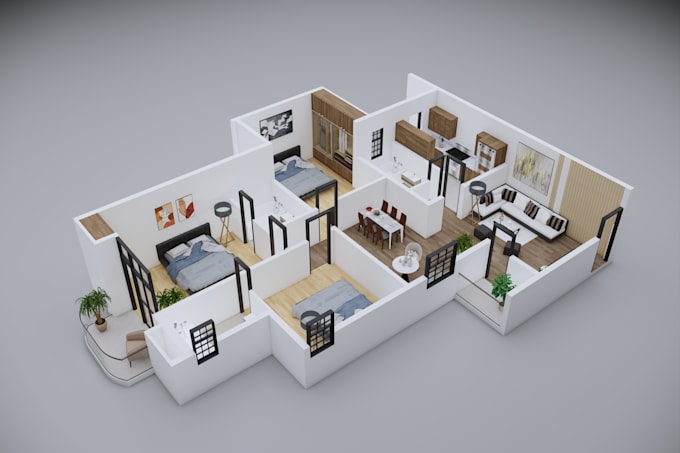 Make 2d and 3d floor plan visualization by Longnguyenkts | Fiverr