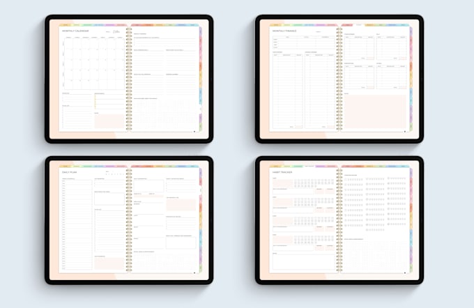 Custom design etsy hyperlinked digital planner, digital journal and ...