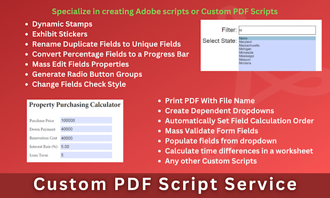 Create adobe pdf script or custom button javascript by Sar_services | Fiverr