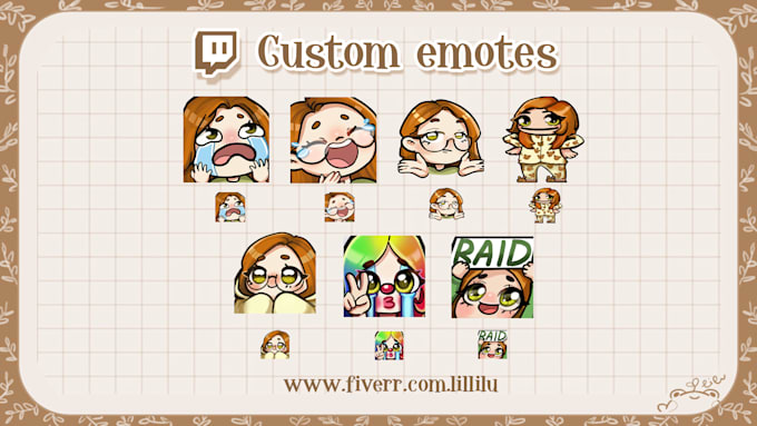 Create cute custom emotes and badges for you by Lillilu | Fiverr