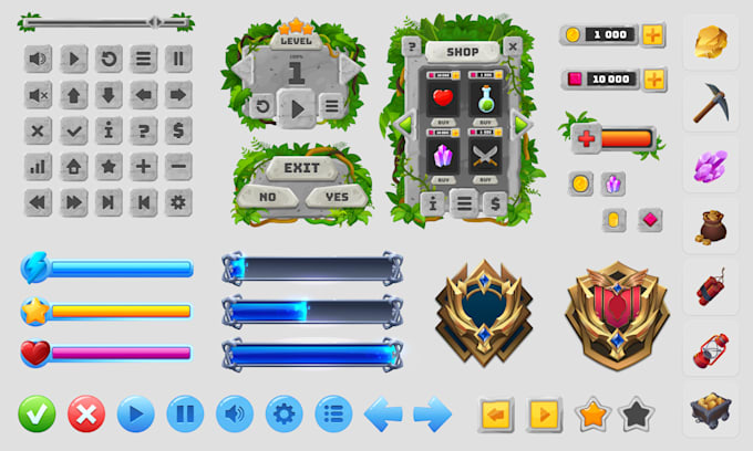 Create 2d game ui, assets, icons, game art, props, buttons by Kneems | Fiverr
