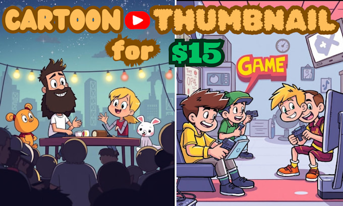 Create vibrant cartoon youtube thumbnails to make your videos pop in 24 ...