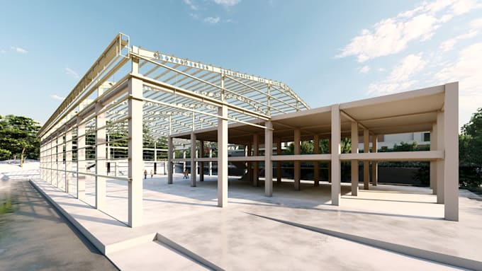 Create 3d model for warehouse and others steel structure with sketchup ...