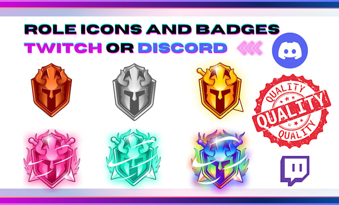 Design role icons set pack, badges, emotes emoji, for twitch, discord ...