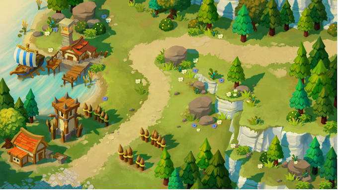 Create 3d game environment design, 3d landscape game map, game ...