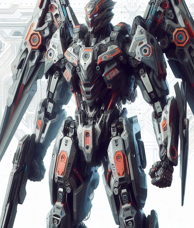 Draw mecha robot armor character concept art by Mloarvara | Fiverr