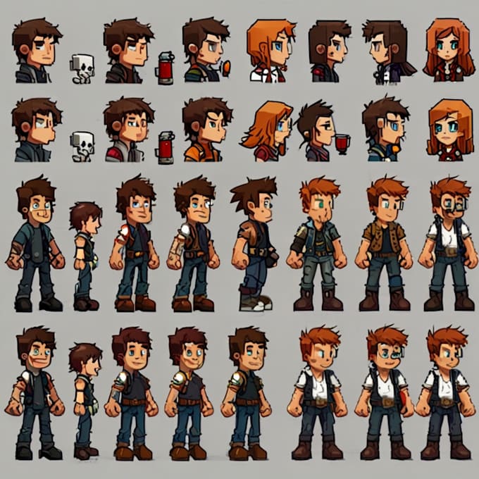 Create 2d character game sprite sheet or pixel art by Sajiussai | Fiverr