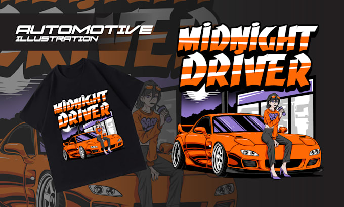 Create anime cars illustration for livery itasha and tshirt design by ...