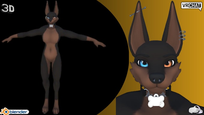 Make a custom vrchat furry avatar 3d nsfw fursona model vr vrc vtuber by Danp7069 | Fiverr