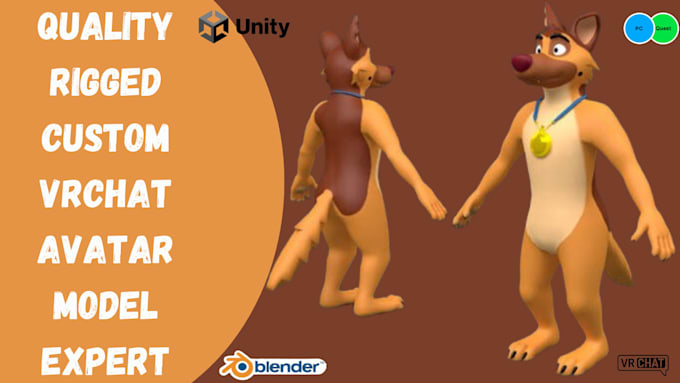 Create custom vrchat avatar, furry fursona, nsfw, 3d vtuber, vrc character model by ...