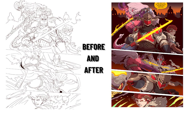 Draw comic page, graphic novel comic book, illustrate storyboard anime ...