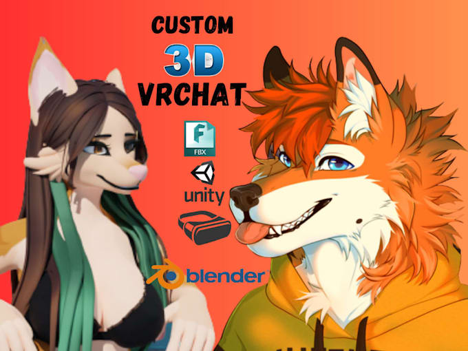 Create vrchat furry avatar 3d anime model 2d vrchat avatar by ...
