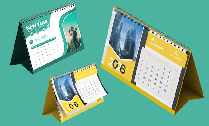 Design custom wall and desk calendar, roll up banner backdrop design ...