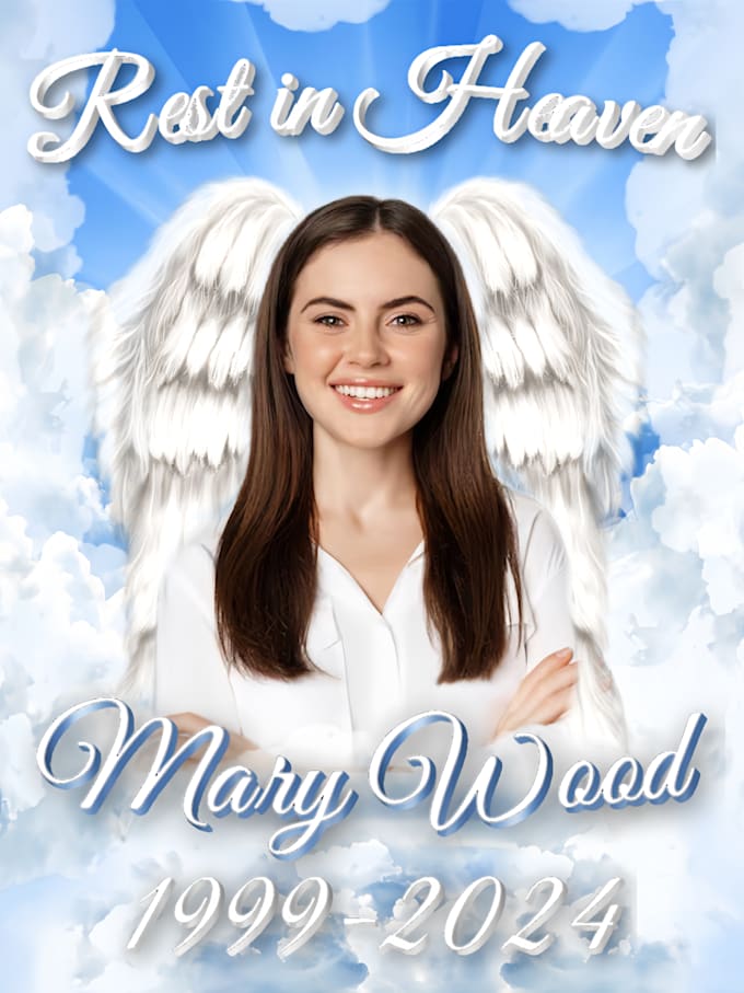 Create a deceased love one portrait with angel wings by Probablyoscar ...