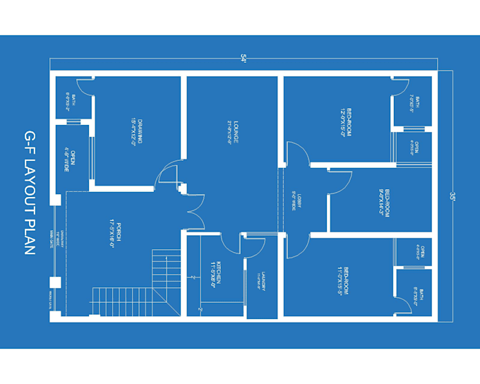 Design autocad 2d floor plan architectural floor plan by Engrmudassar3 ...