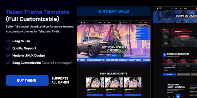Make a custom premium tebex theme for your fivem store by Ursudesign | Fiverr