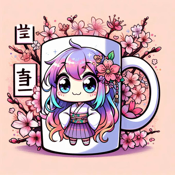 Drawing anime mug design by Selzu_was | Fiverr