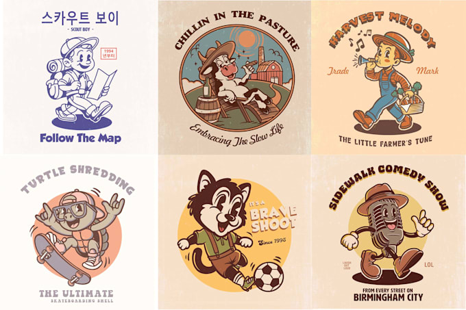 Create mascot cartoon logo done in 1930s retro vintage style by ...