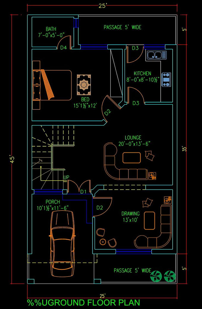 Design, house plan, 2d floor plan in autocad drawings and sketchup 3d ...