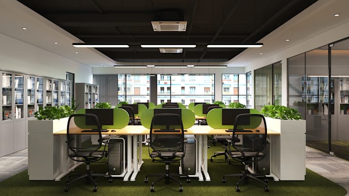 Do interior design 3d rendering office, coffee shop, gym by ...