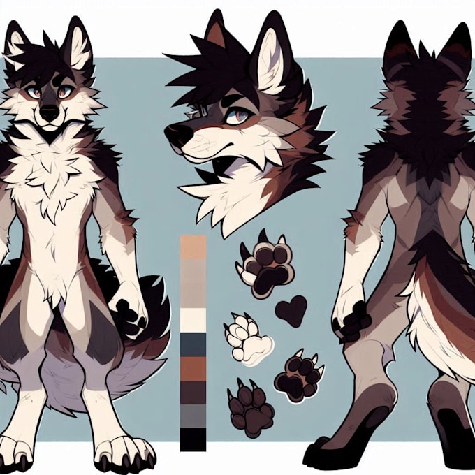 Draw reference sheet character vtuber illustration furry fursona wolf ...