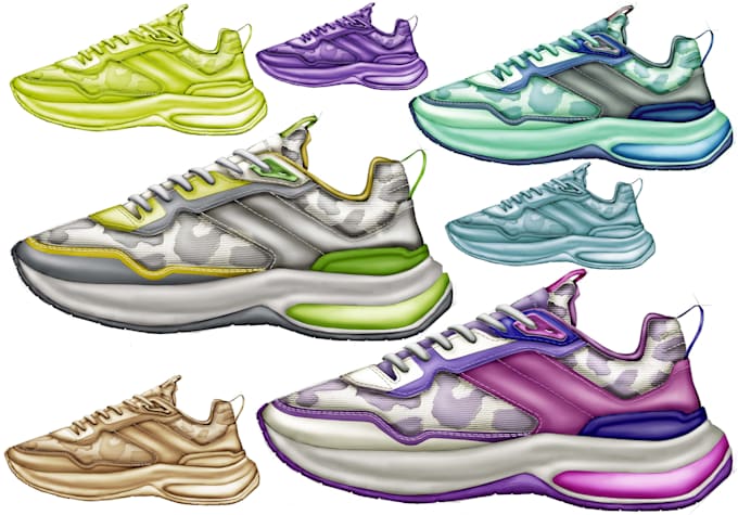 Create shoe sketches and color combinations by Millamilla487 | Fiverr