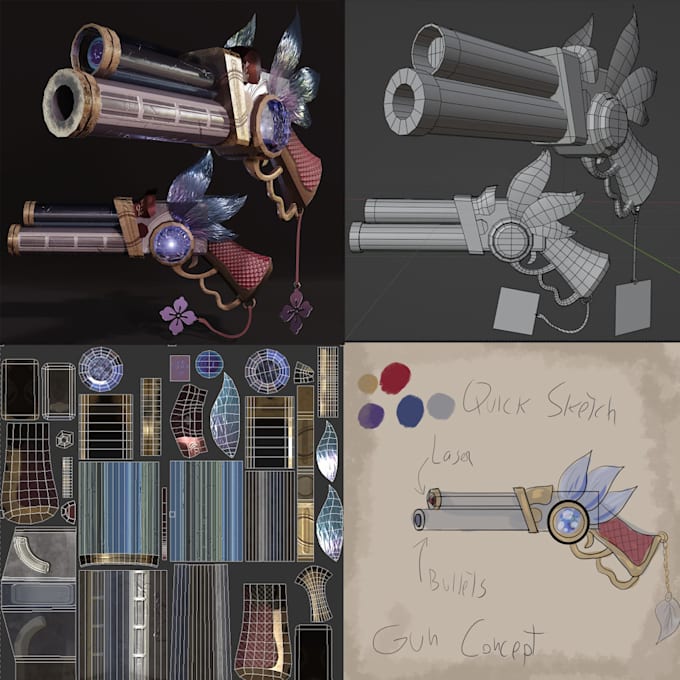 Create optimized 3d weapons for your game by Opheliairidacea | Fiverr