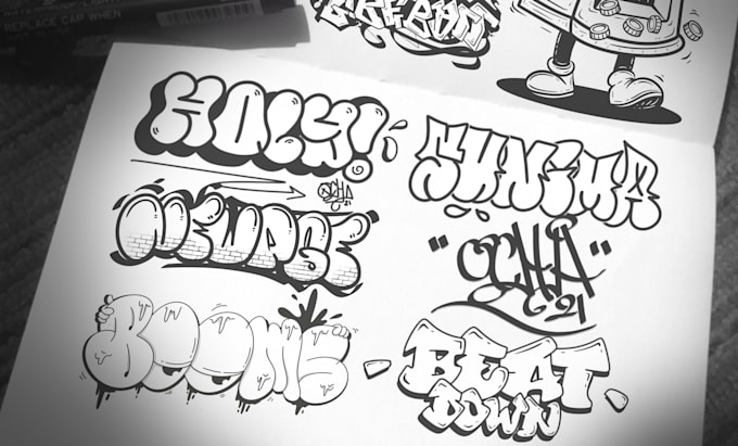 Hand drawn graffiti throw up, tag, and custom logo design by Ocha_21 ...