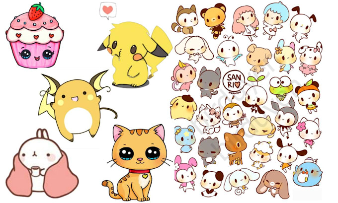 Draw cute kawaii sticker emoticon chibi emote design doodle cartoon ...