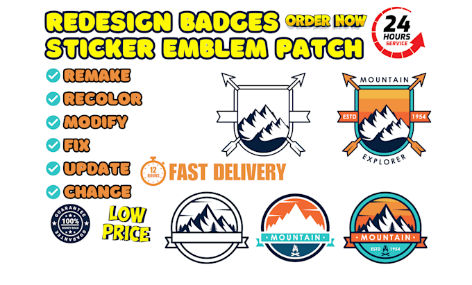 Redesign remake recolor badge logo modify fix update change sticker ...