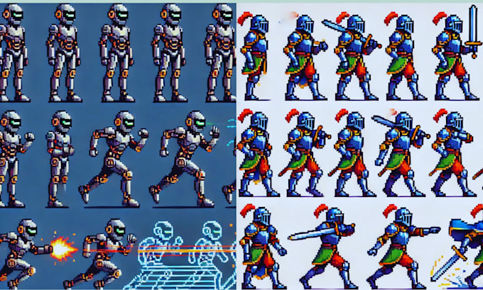 Do 2d pixel art sprite character design 8 bit 16 bit pixel animation ...