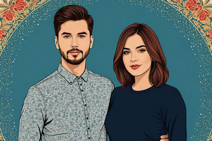 Draw realistic vector art couple portrait illustration by Marietlan ...