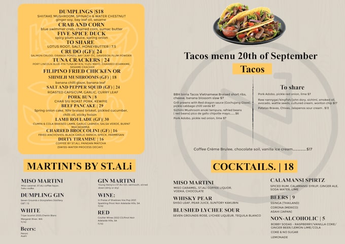 Design modern menu, digital menu, or poster design by Ammara_ch01 | Fiverr