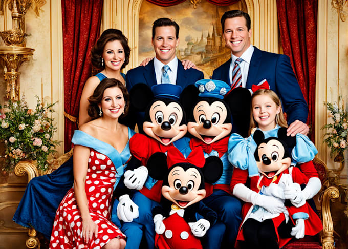 Design a professional disney family portrait by Zeaenberg | Fiverr