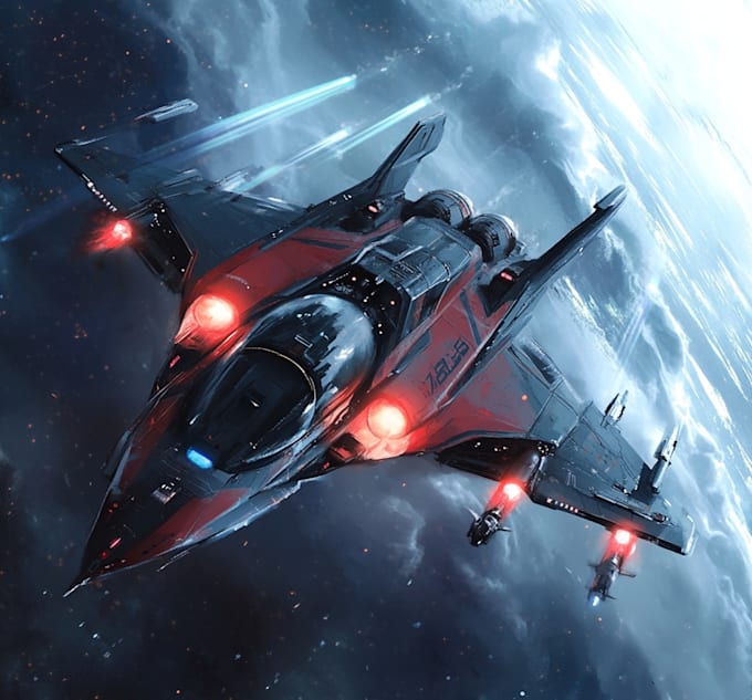 Illustrate futuristic sci fi spaceship concept art by Leonidkarat | Fiverr