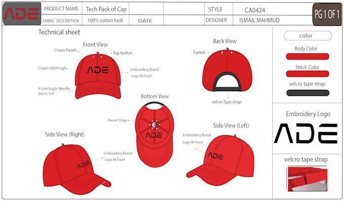 Design a custom cap and hat tech pack by Ismailmahmud87 | Fiverr