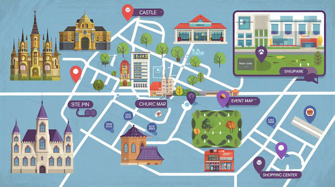 Create vector map, city map, site map, event map in illustration by ...