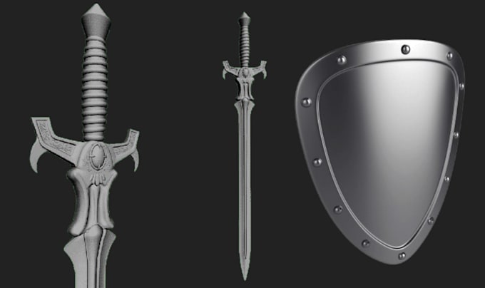 Create 3d cosplayer sword amor shield dagger knife helmet for 3d ...