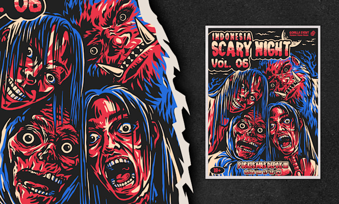Design vintage halloween horror movie poster by Tendyef | Fiverr